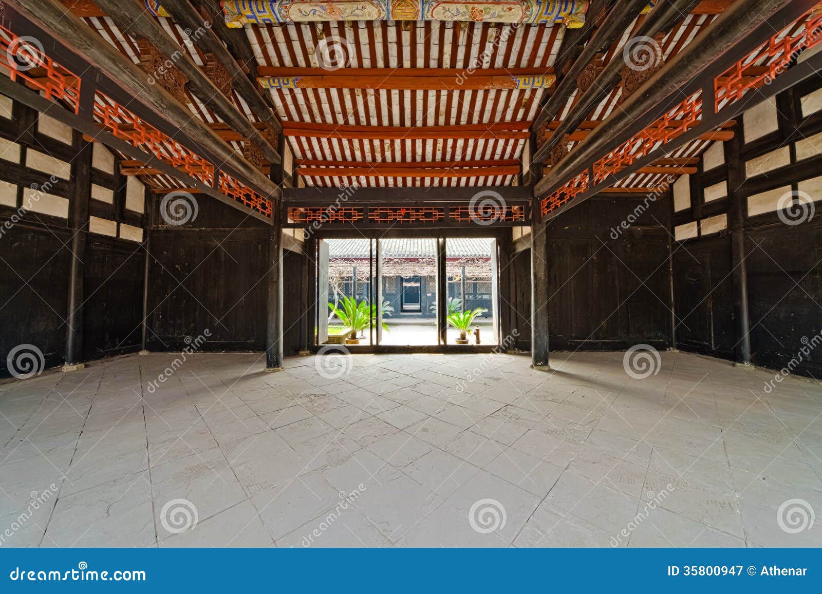 Traditional Chinese Reception Hall Stock Image - Image of hallway ...