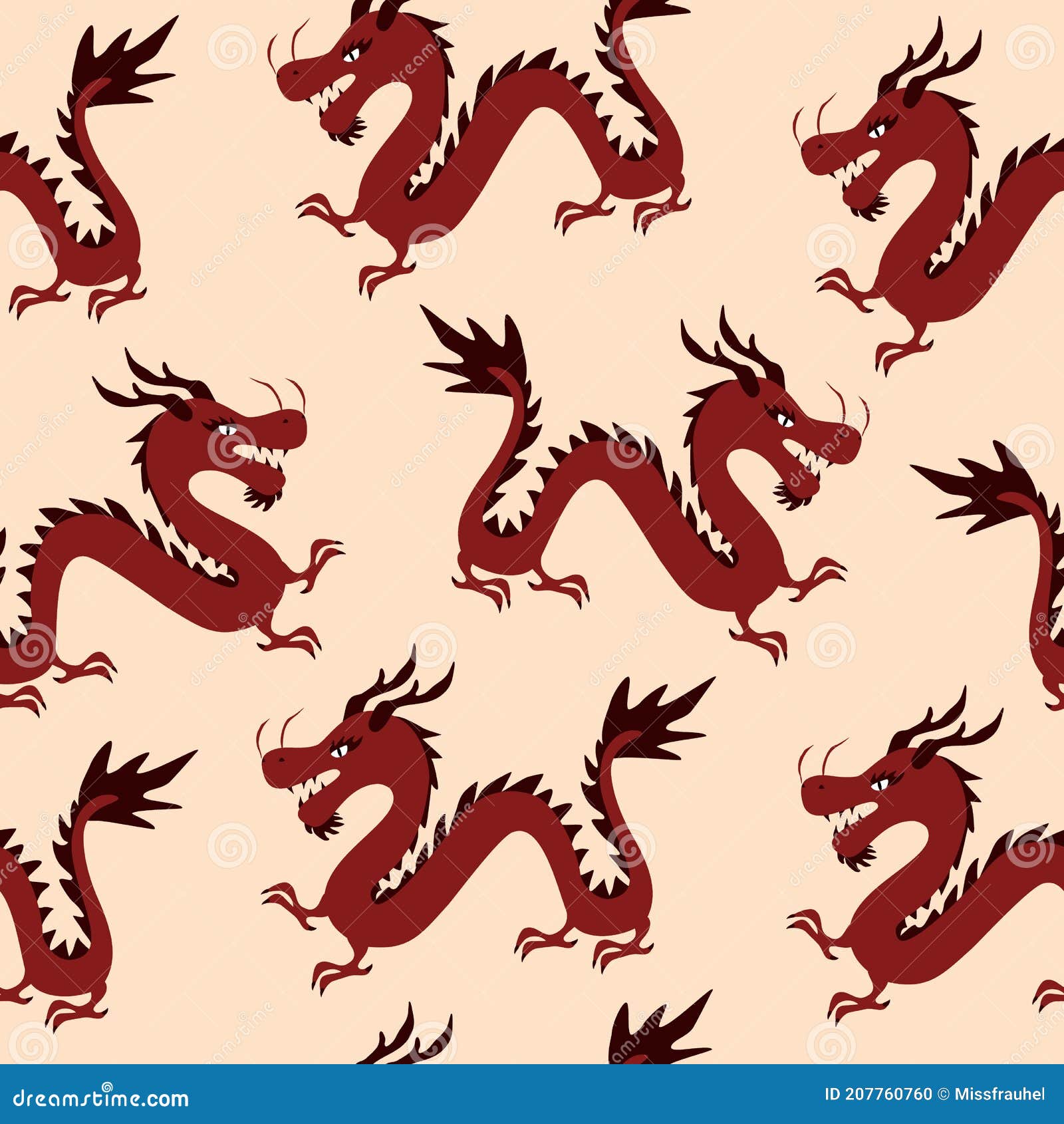 Traditional Chinese Red Dragon. Red Dragon Seamless Pattern. Stock ...
