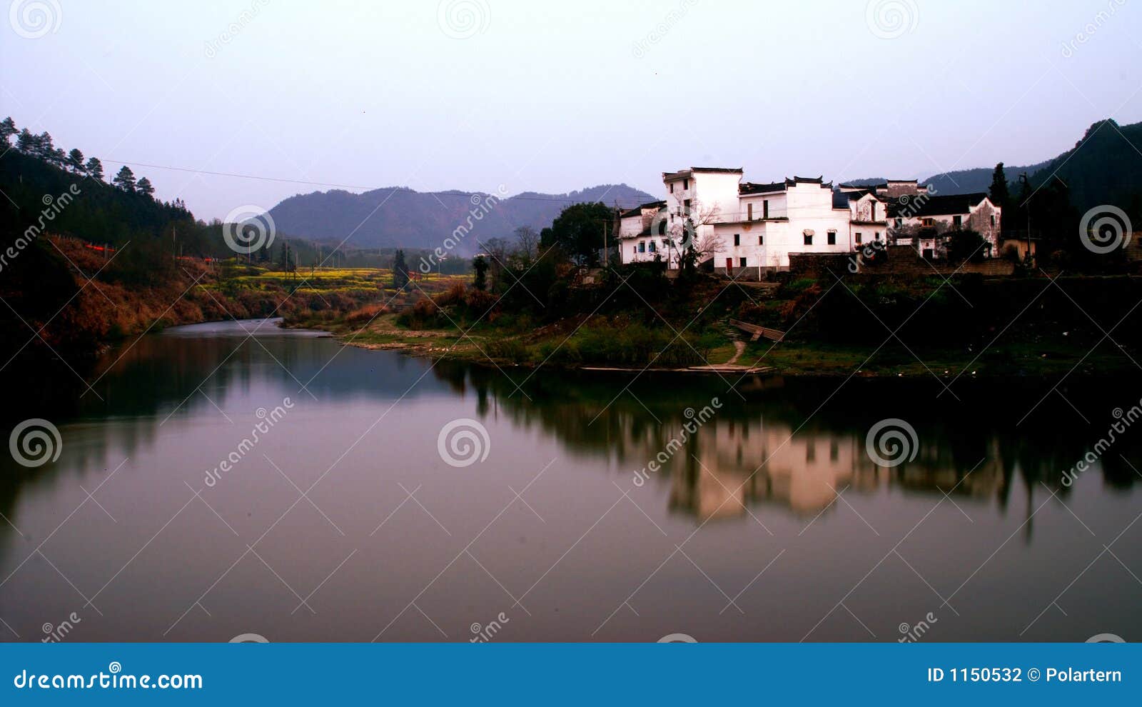 Traditional Chinese Residence House on the Riverside Stock Photo ...