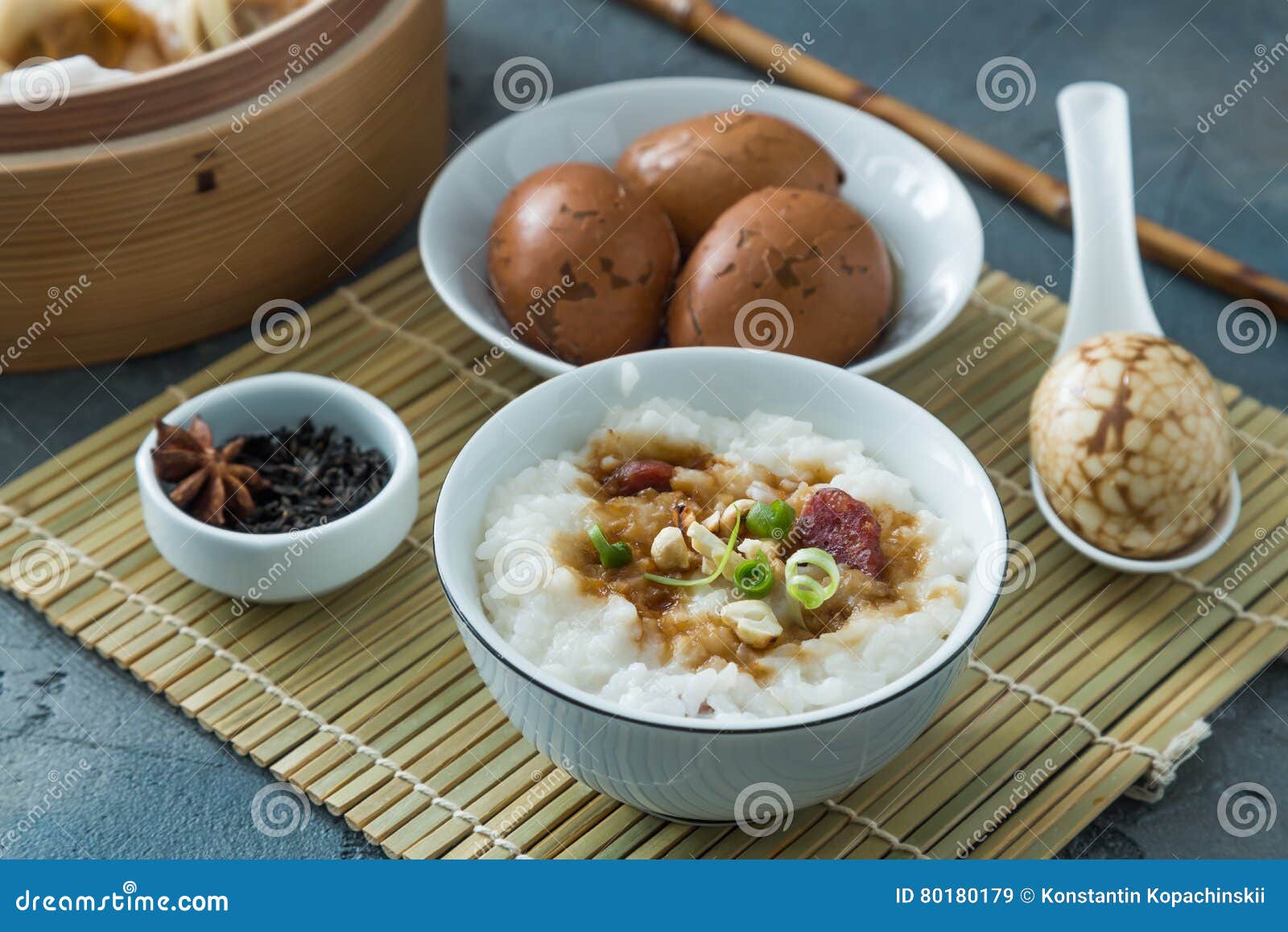 Traditional Chinese Rice Porridge on Dinner Table Stock Image - Image ...