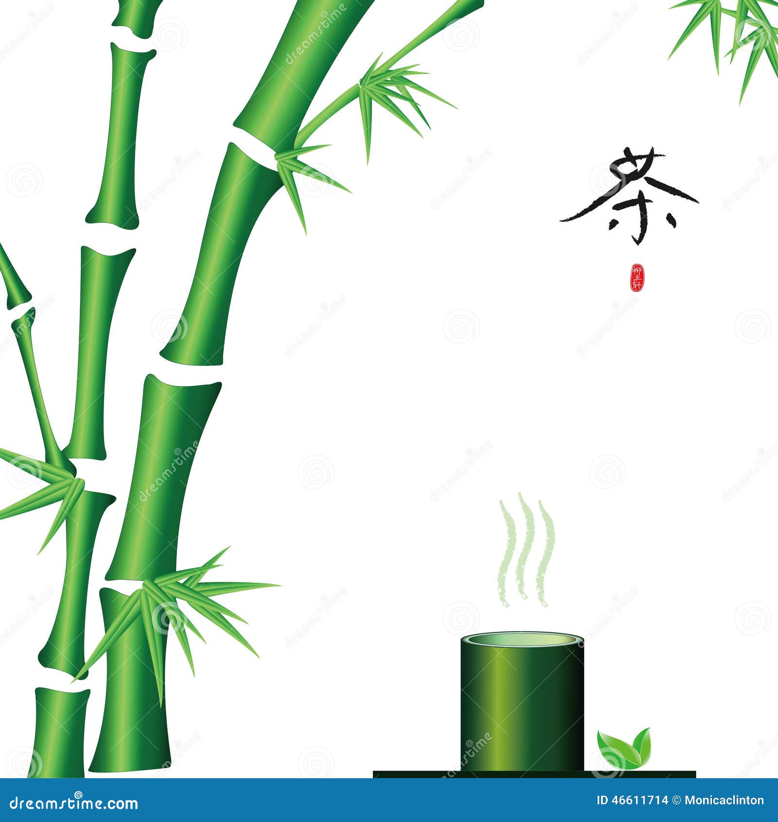 Traditional Chinese Tea with Bamboo Stock Vector - Illustration of ...
