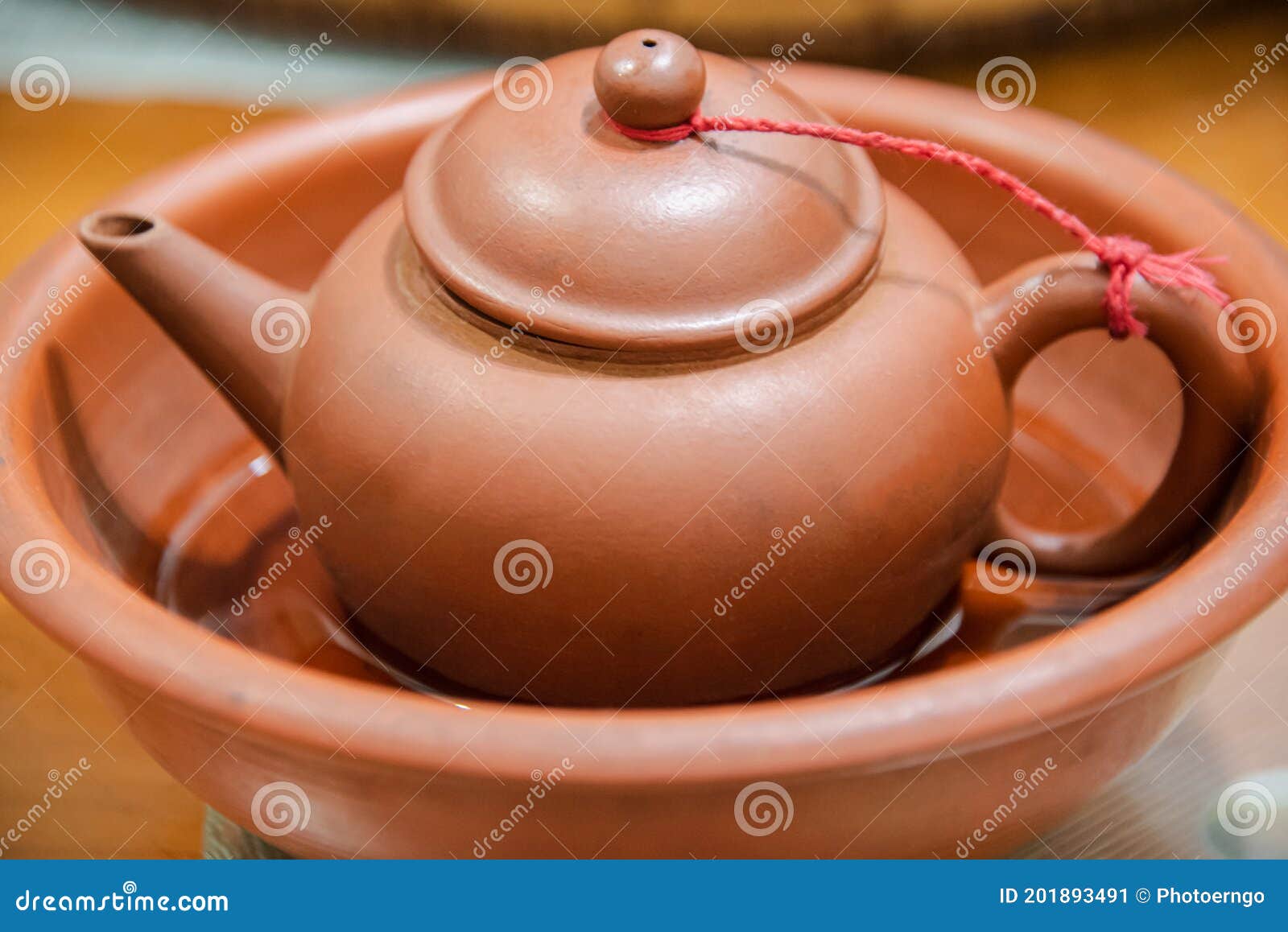 Traditional Chinese Tea Cup in a Bowl with Brown Color Stock Image ...