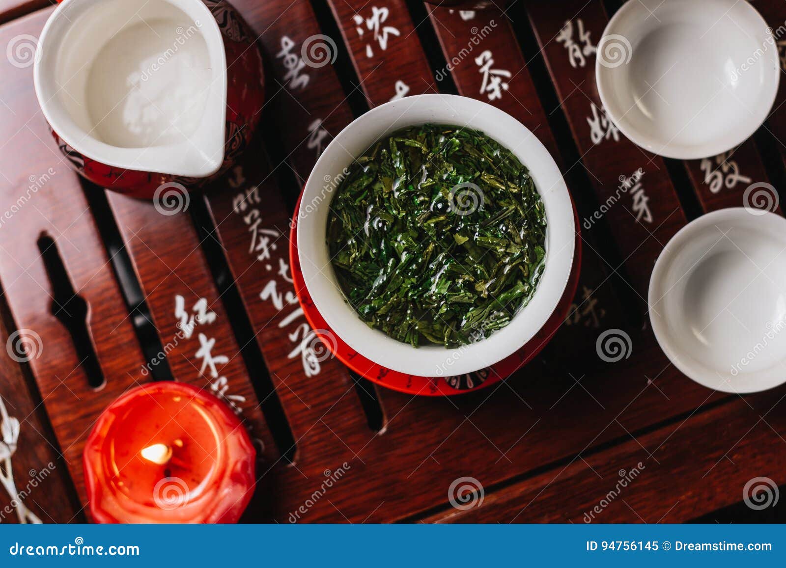Traditional Chinese Tea Set Ceremony on the Wood Table Stock Image ...