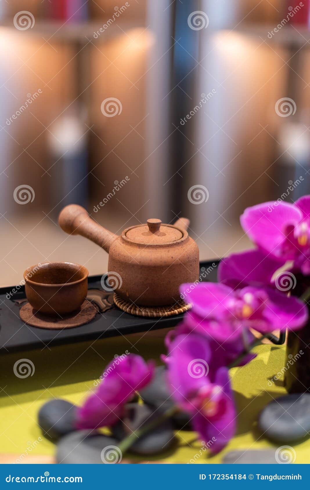 Traditional Chinese Tea Set Up Stock Photo - Image of beverage, pebble ...