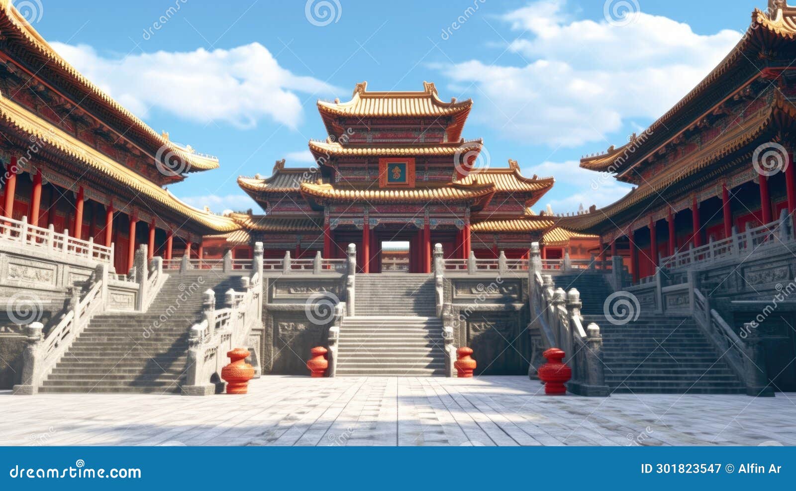 A Traditional Chinese Temple Stock Illustration - Illustration of space ...