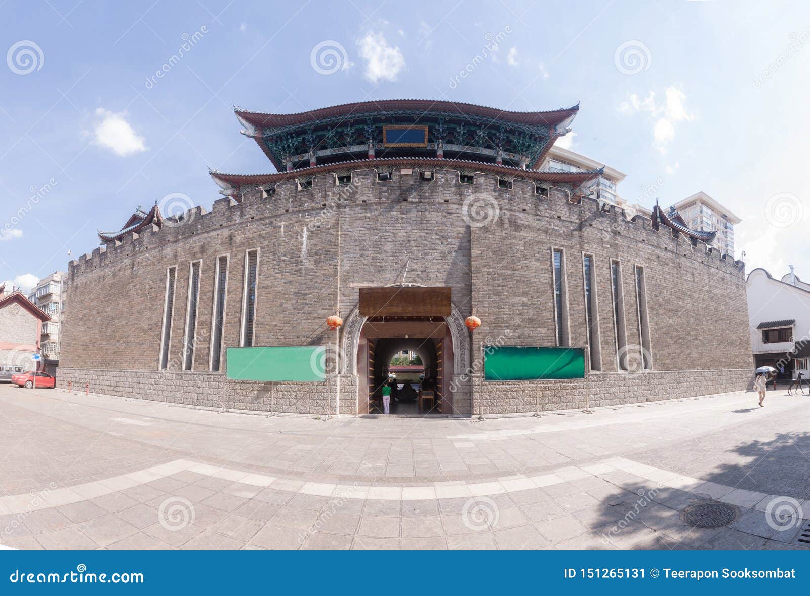 Traditional Chinese Tower on City Wall Stock Image - Image of tourism ...