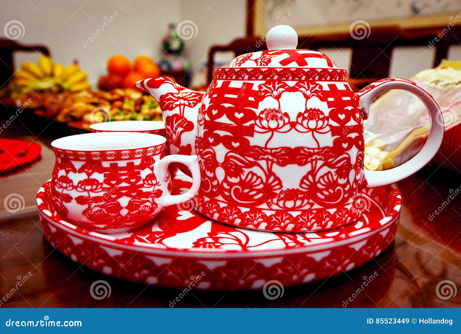 Traditional Chinese Wedding Tea Pot and Set Stock Image - Image of ...