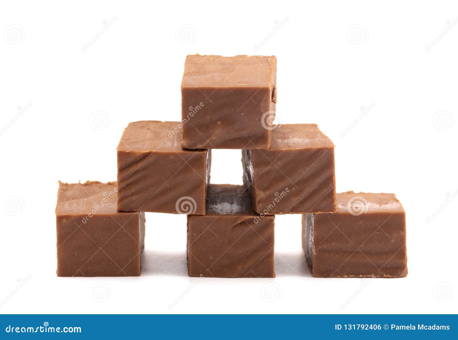 Chocolate Fudge on a White Background Stock Photo - Image of cream ...