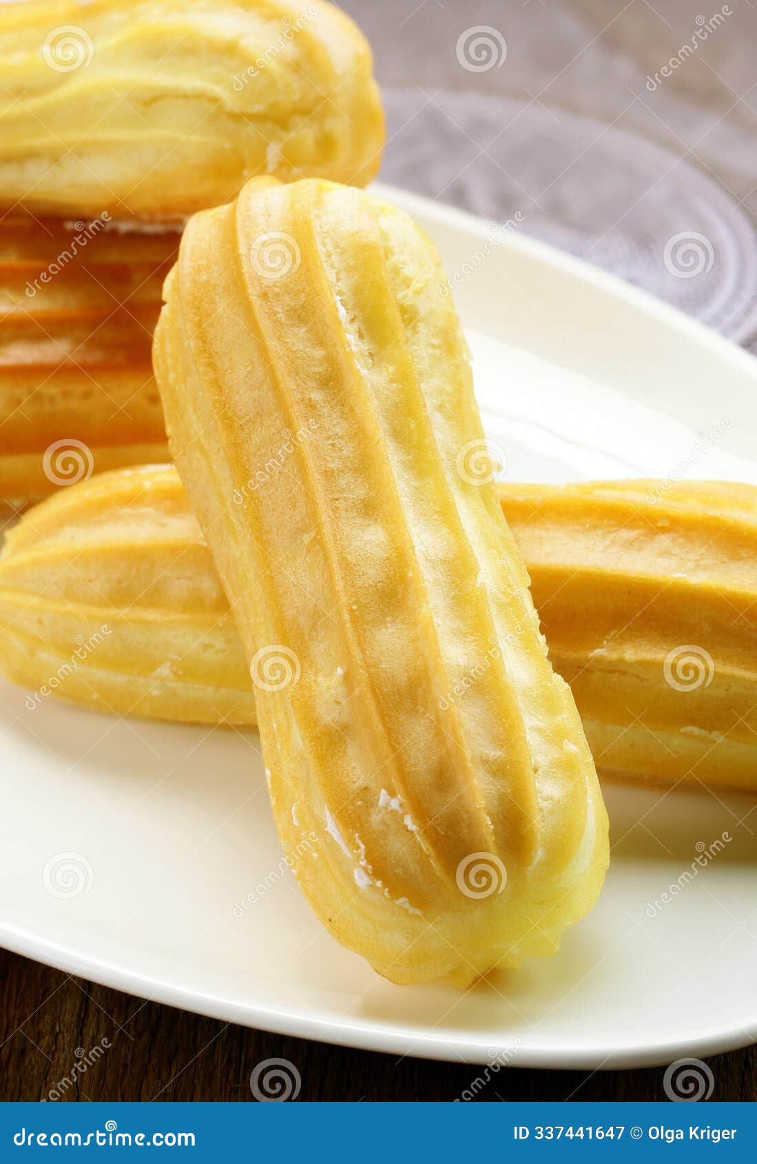 Traditional Choux Pastry Eclair Dessert Stock Image - Image of puff ...