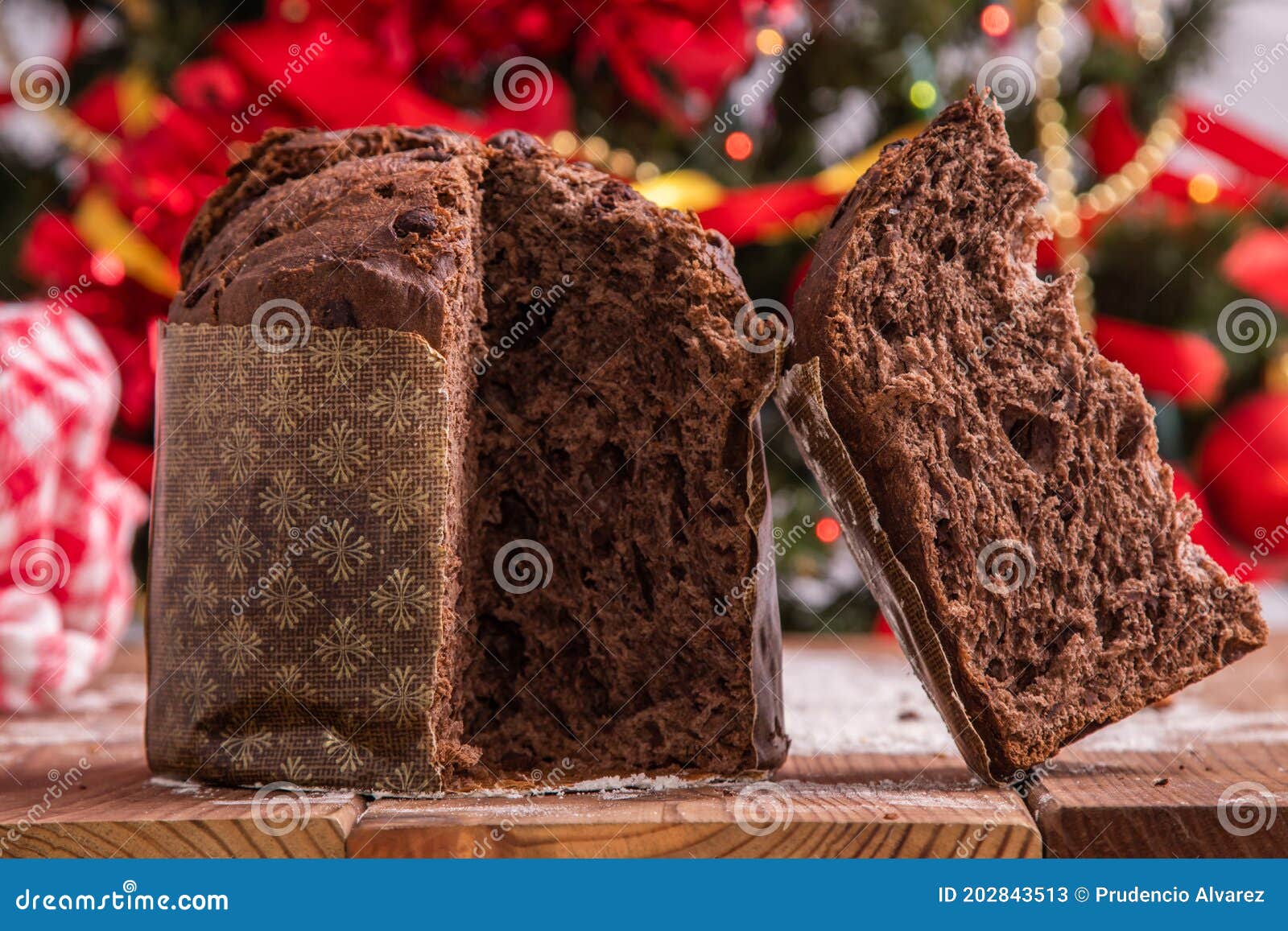 Fresh chocolate panettone stock image. Image of candied - 202843513