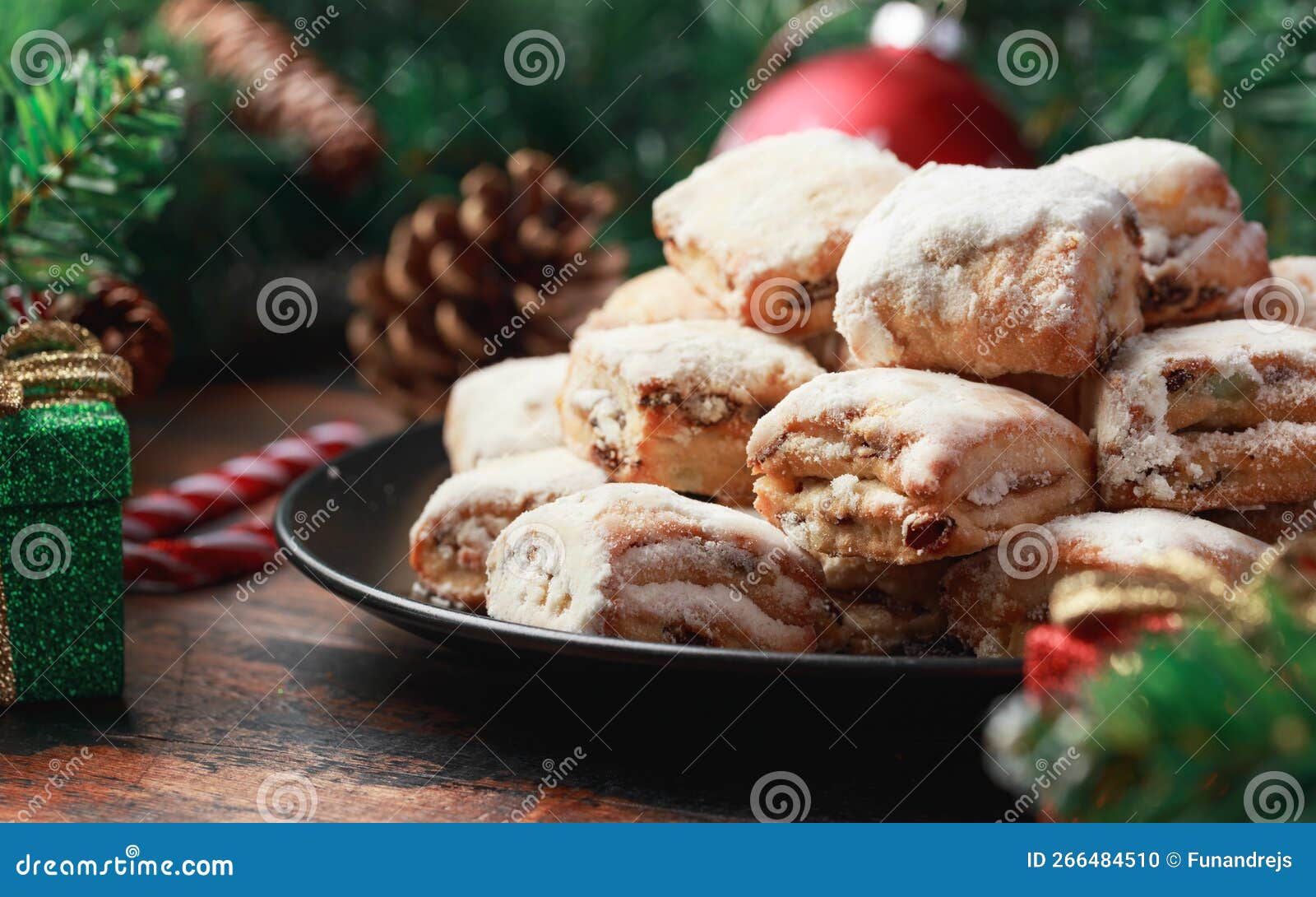 Traditional Christmas German Mini Apple Stollen Bites Stock Photo ...