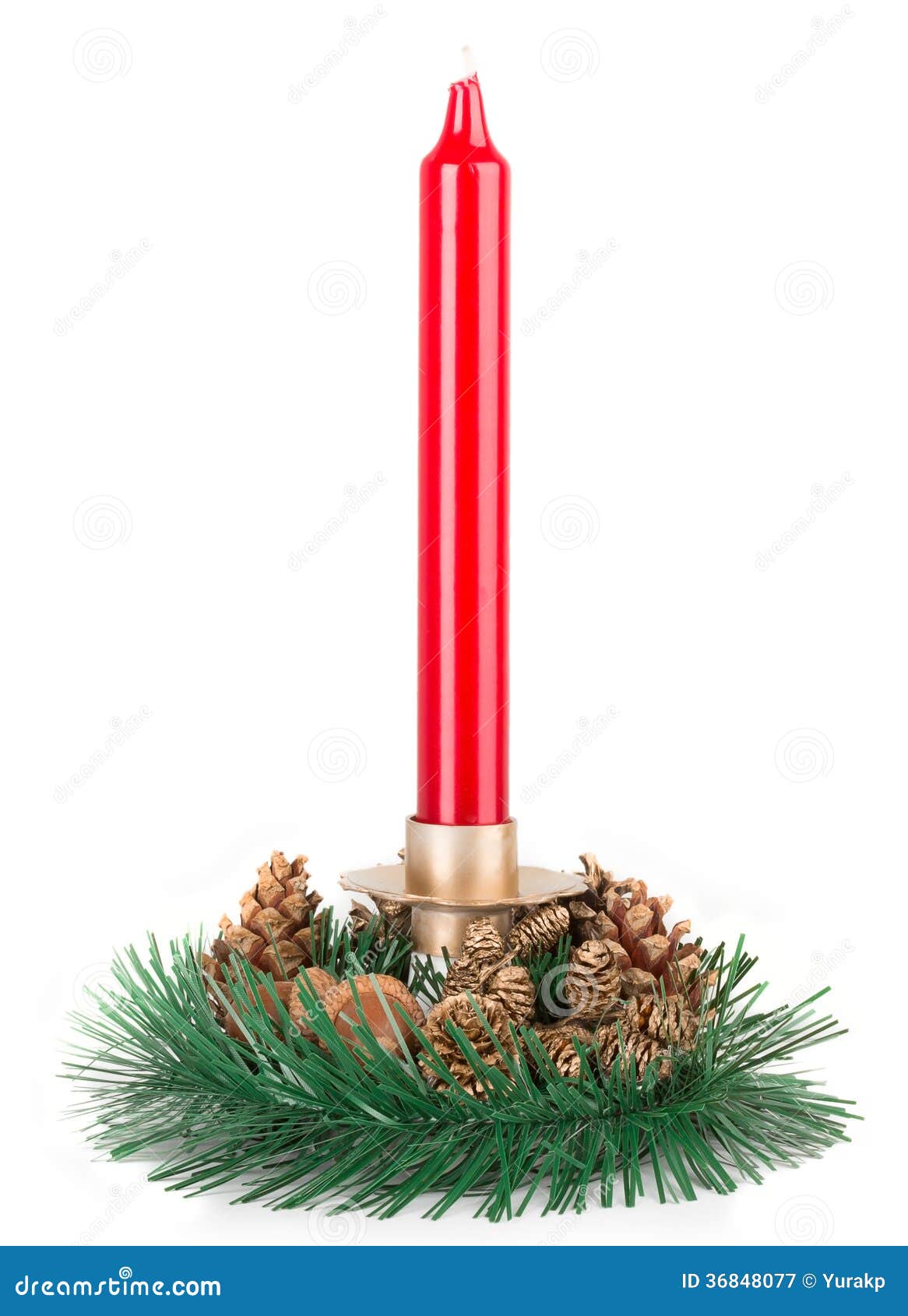 Traditional Christmas Red Candle Isolated on White Background Stock ...