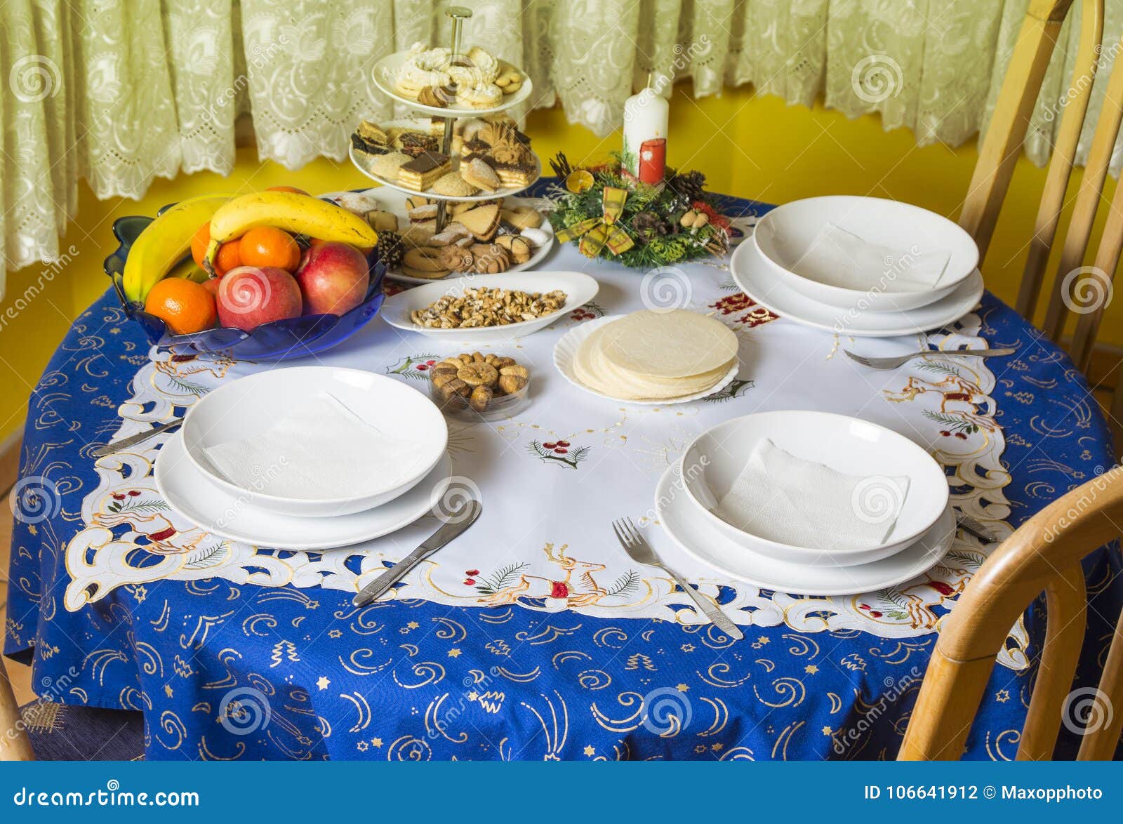 Traditional Christmas Table Ready for Festive Supper. Stock Photo ...