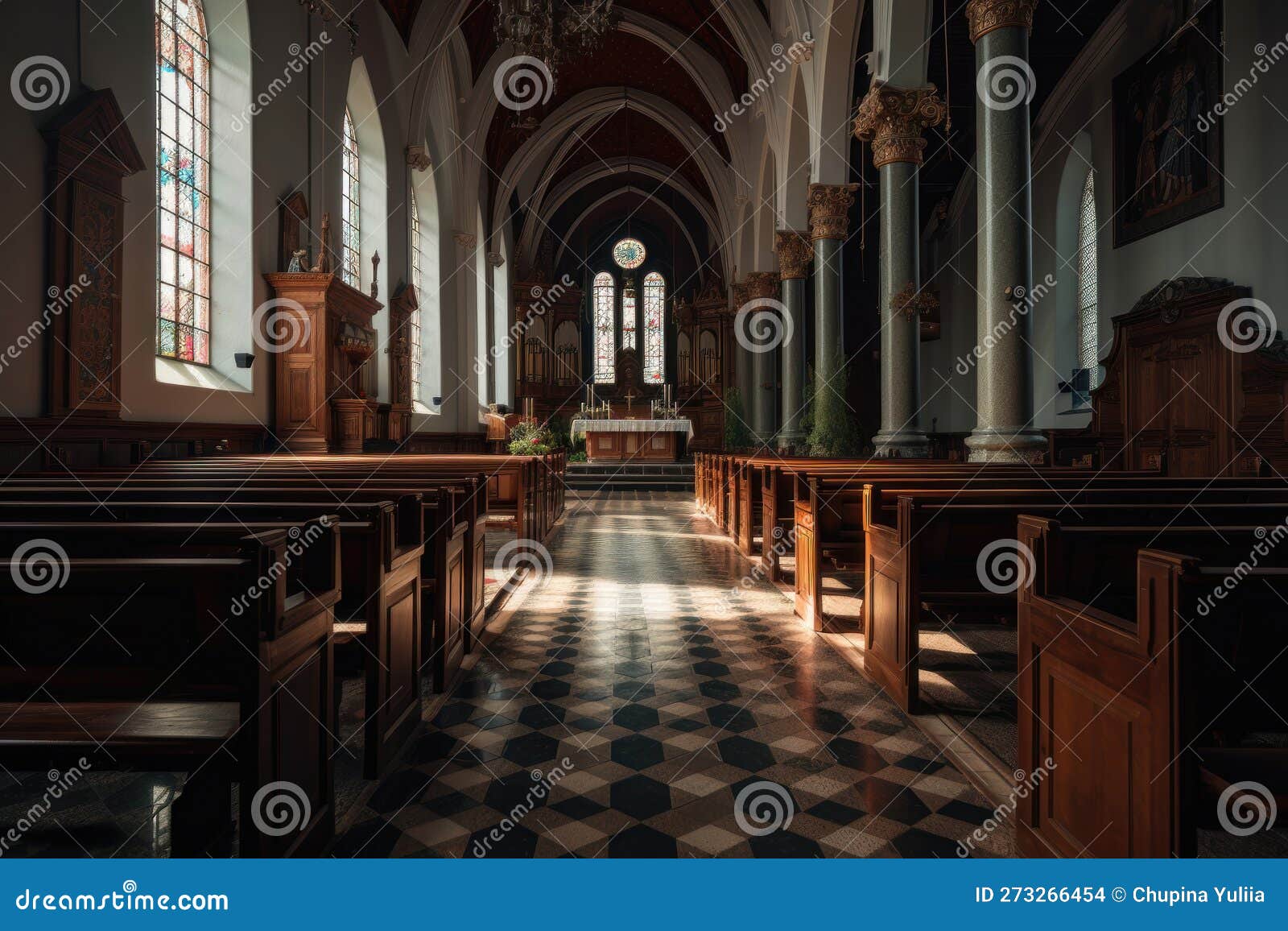Traditional Church Interior Images. AI Generated 库存例证 - 插画 包括有 拱道, 内部 ...