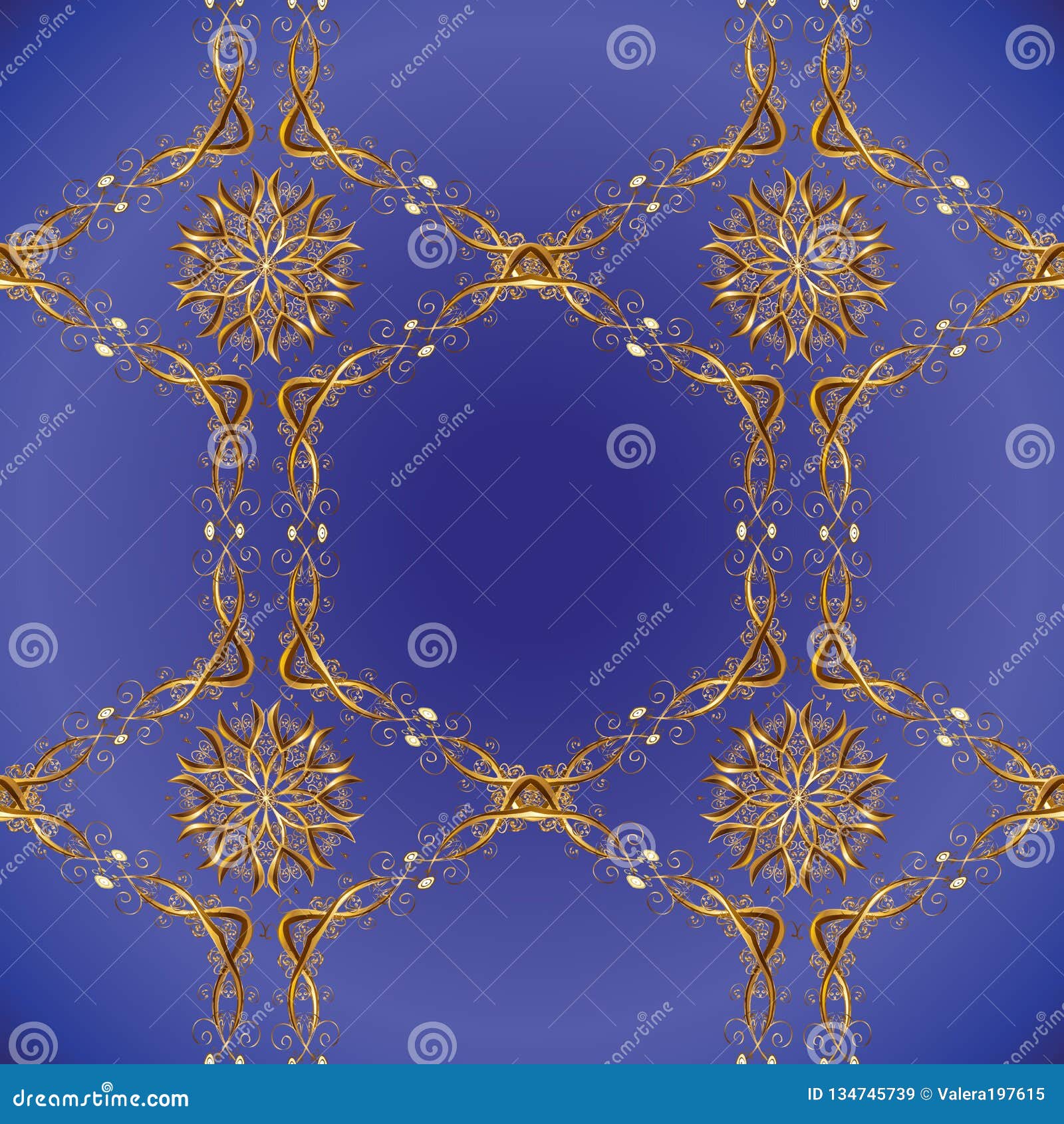 Traditional Classic Vector Golden Seamless Pattern Stock Illustration ...