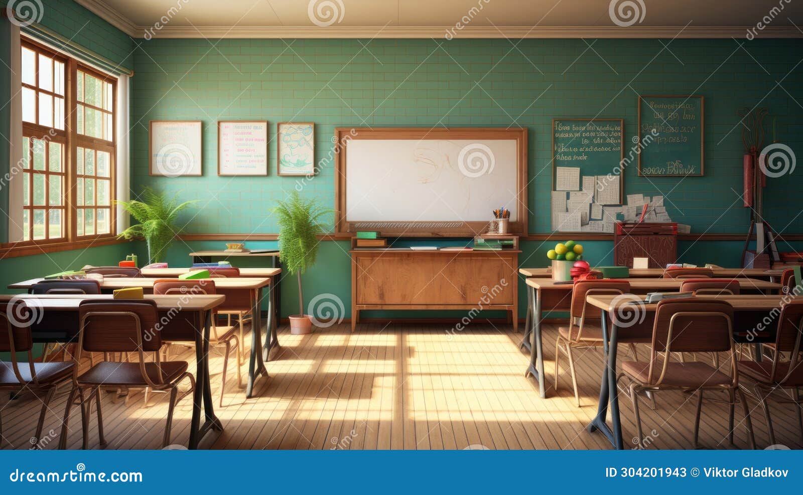 Traditional Classroom with Chalkboard and Sunlight. Generative AI Stock ...