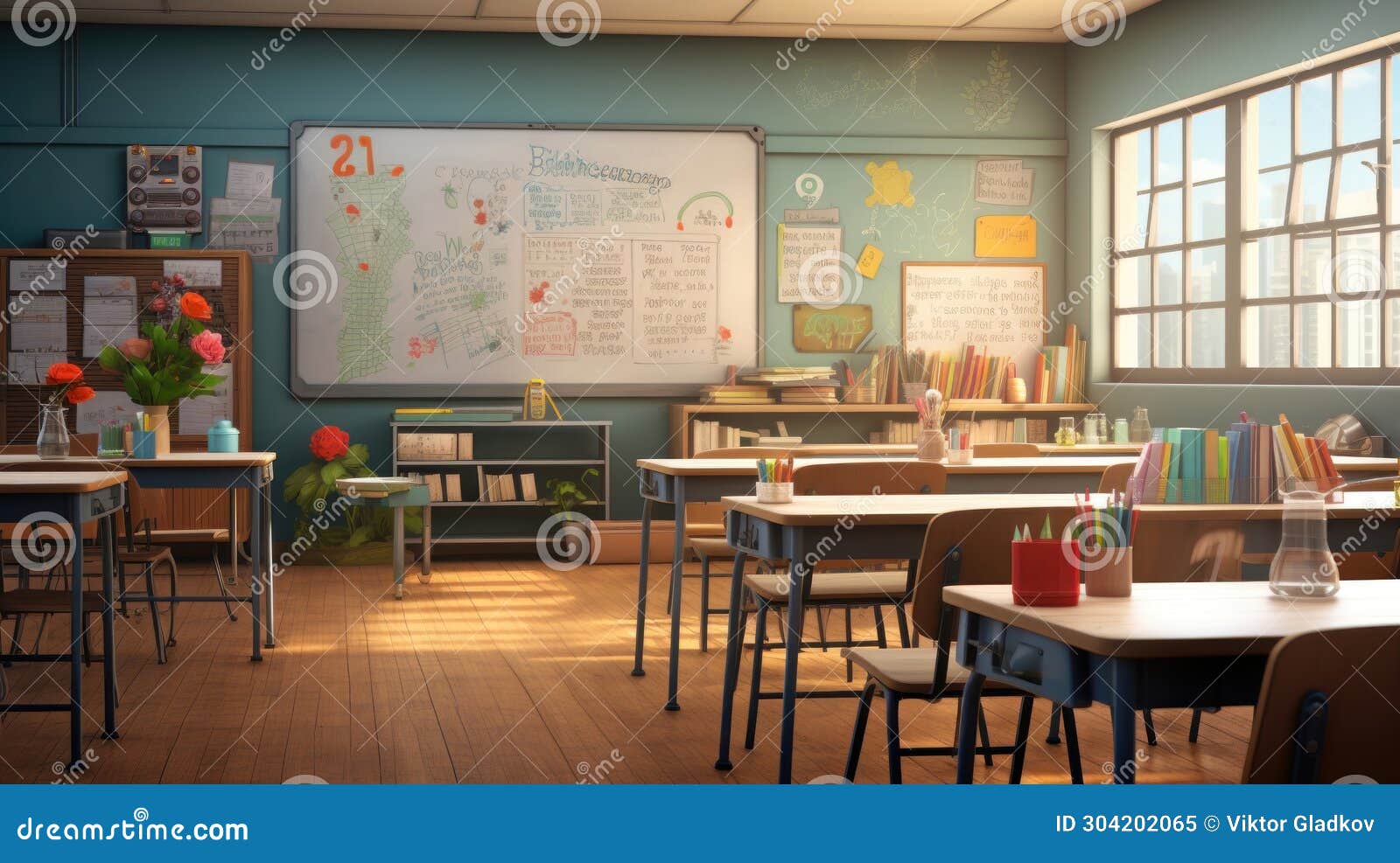Traditional Classroom with Chalkboard and Sunlight. Generative AI Stock ...