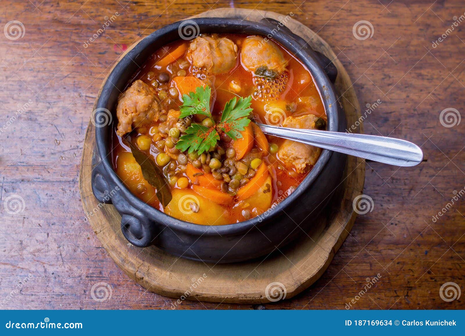 Traditional Clay Pot Containing a Lentil Stew - Top Stock Photo - Image ...