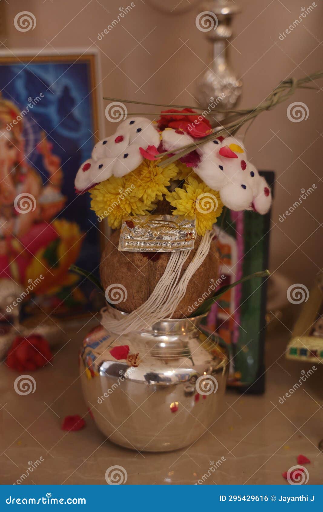 Traditional Coconut Kumbam for Pooja Stock Photo - Image of kalash ...