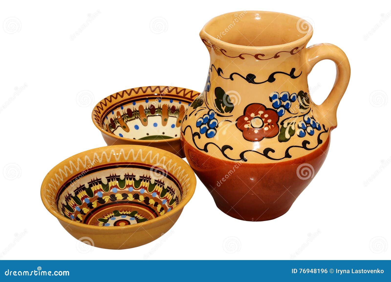 Traditional Colored Pottery. Stock Photo - Image of ewer, country: 76948196