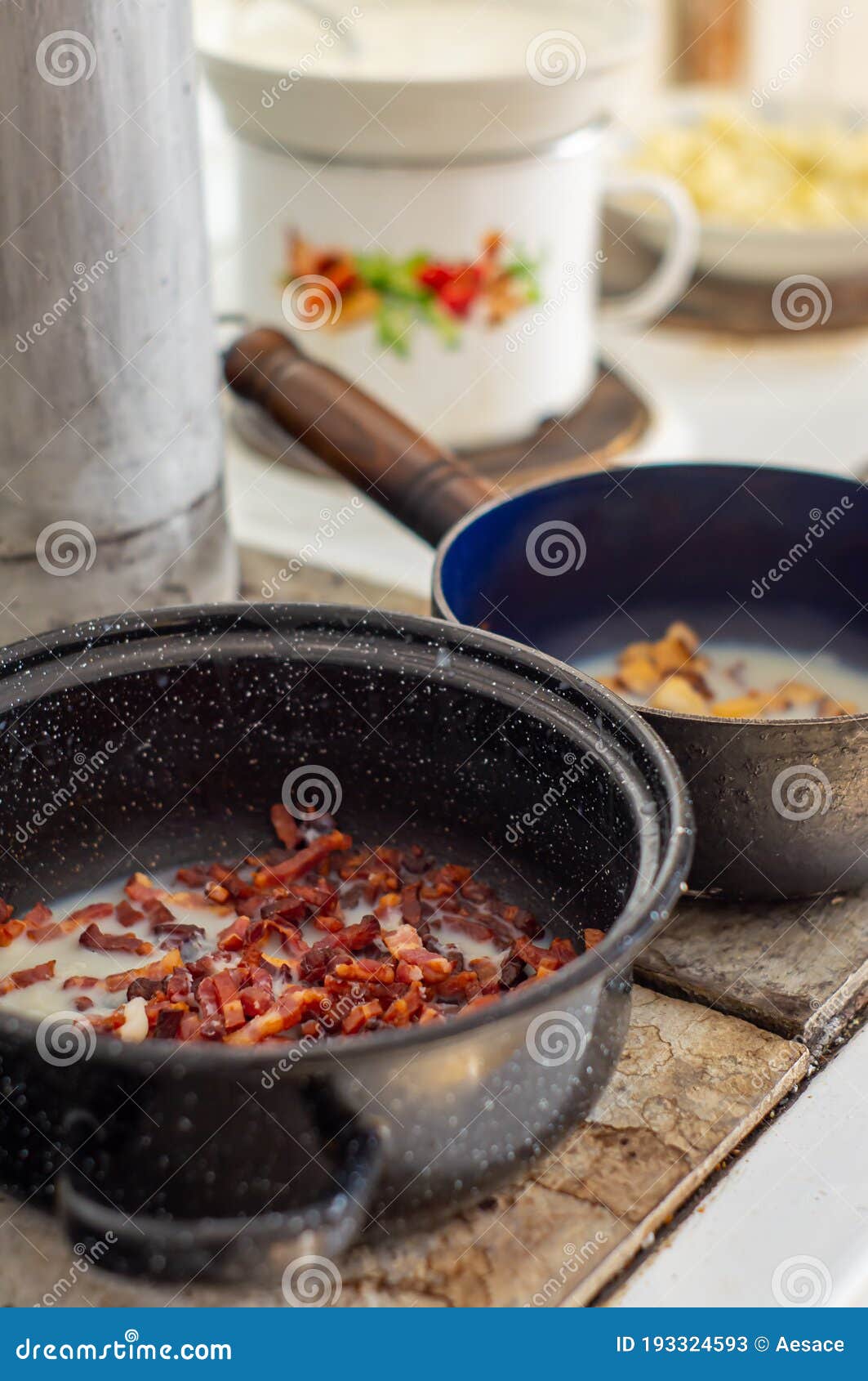 Traditional Cooking on a Historical Oven Stock Image - Image of oven ...