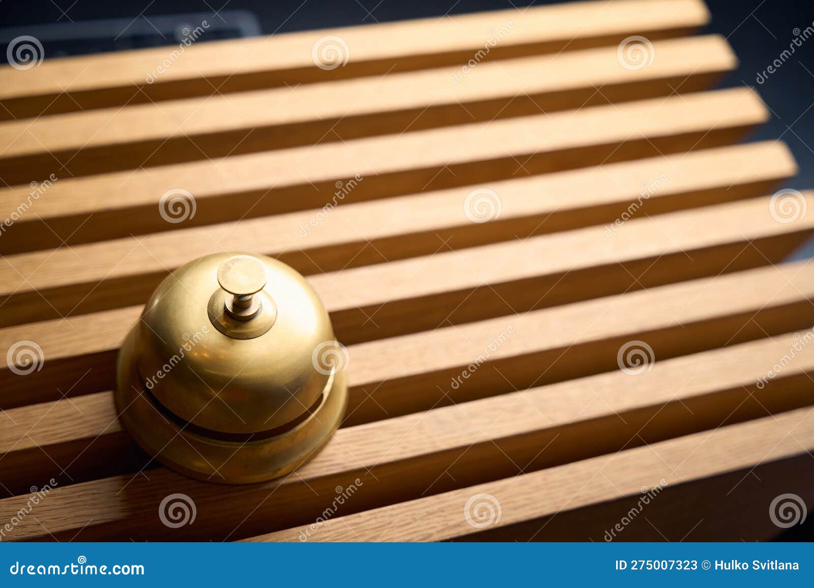 Traditional Copper Bell for Calling Staff at the Reception Desk Stock ...