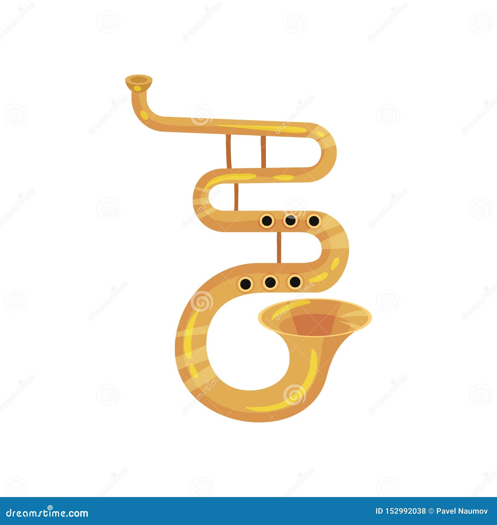 Wind Copper Musical Instruments Vector Set Isolated On White Background ...