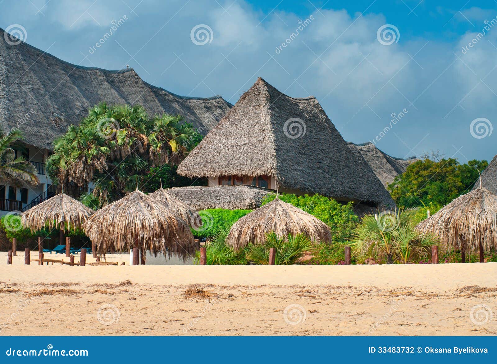 Traditional Cottage between Palm Trees Stock Photo - Image of palm ...