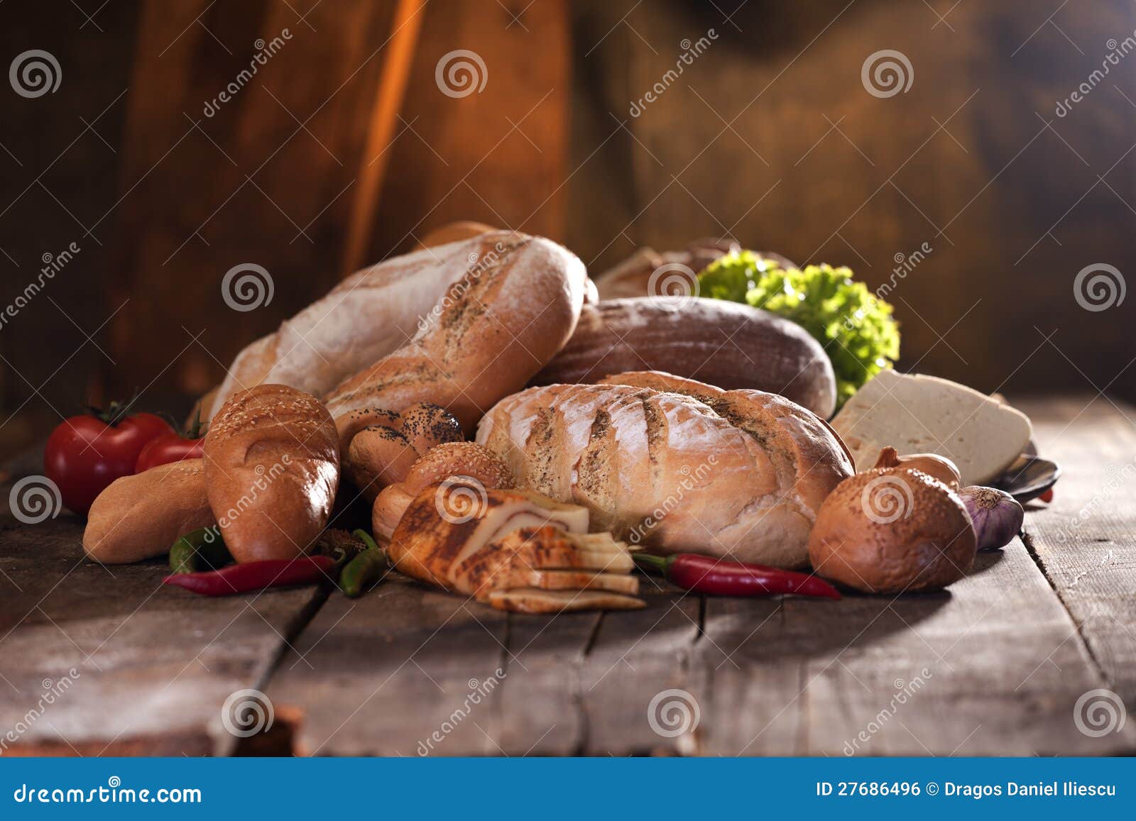 Traditional Cuisine on Wood Table Stock Photo - Image of meat, salad ...