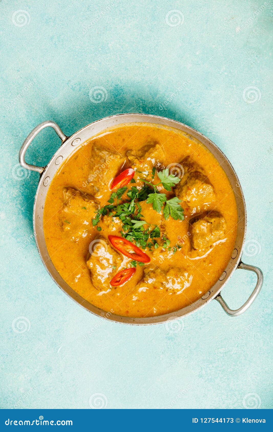 Traditional Curry on Blue Background Stock Image - Image of pepper ...