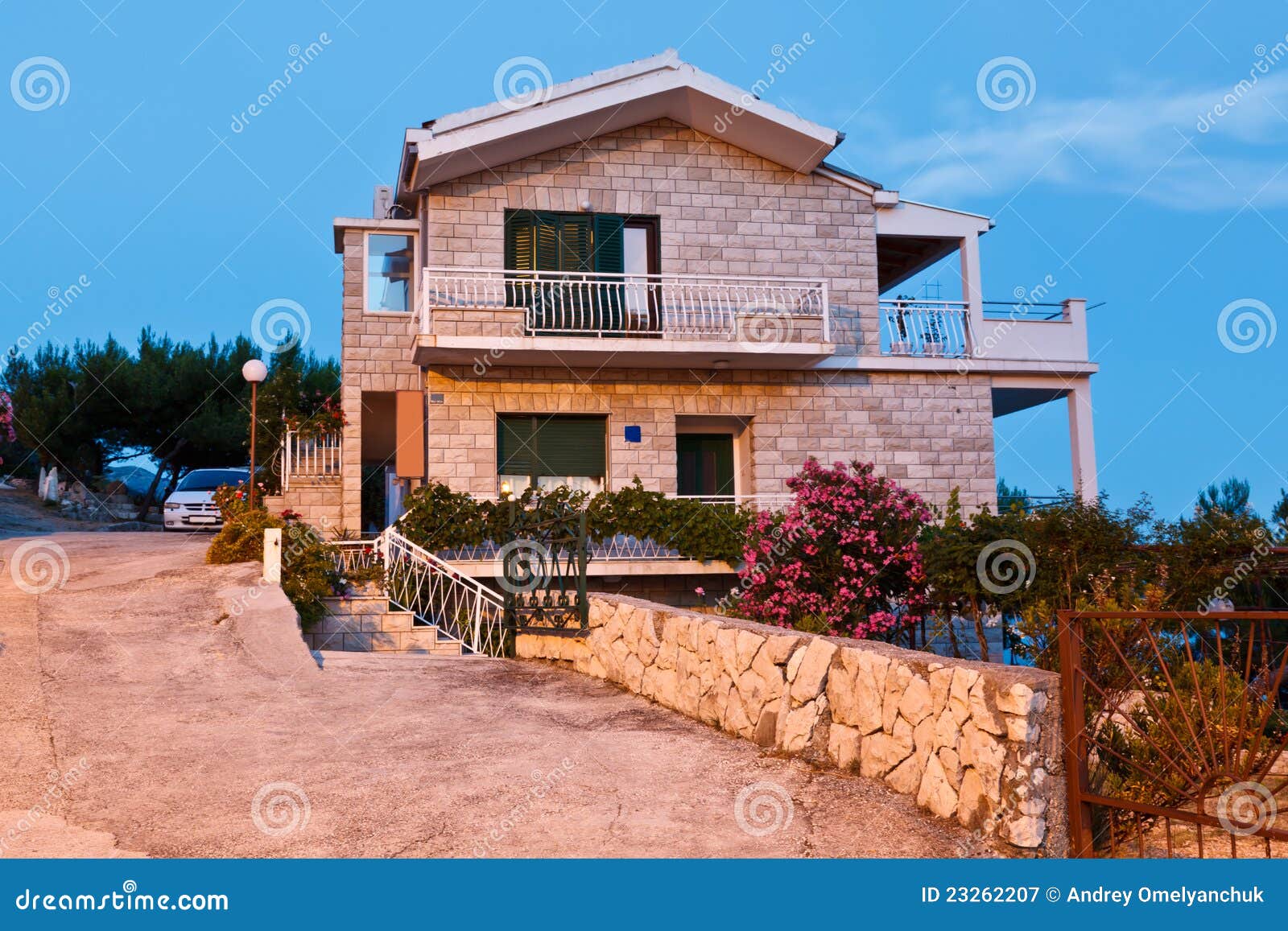 Traditional Dalmatian House at Sunset Stock Image - Image of idyllic ...