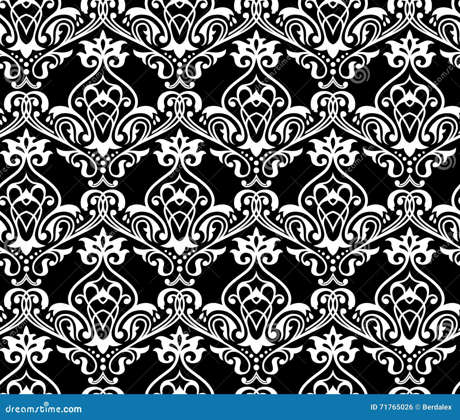 Traditional Damask Seamless Pattern. Stock Illustration - Illustration ...
