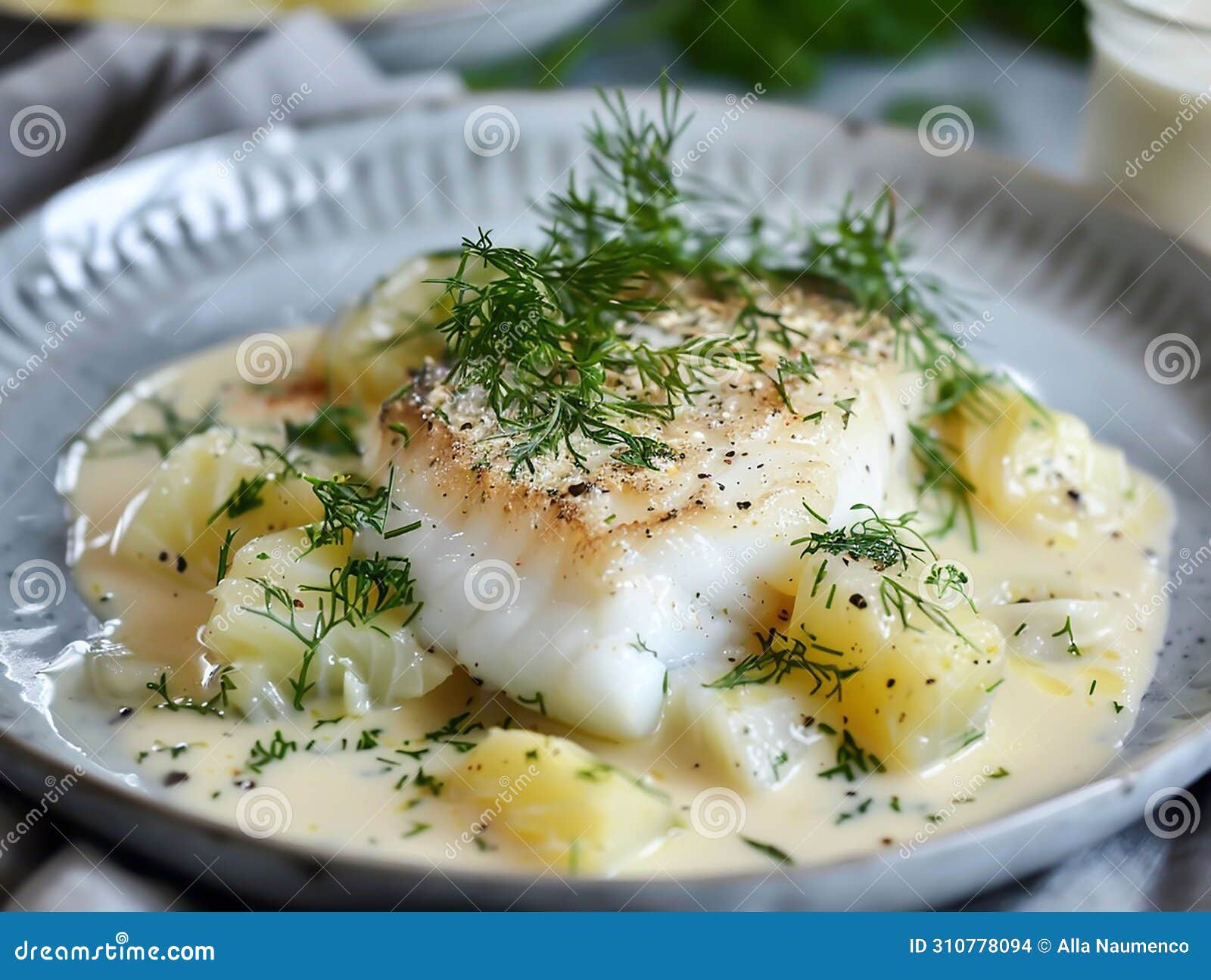 Traditional Danish Dish Kogt Torsk Based on Boiled Cod Stock ...