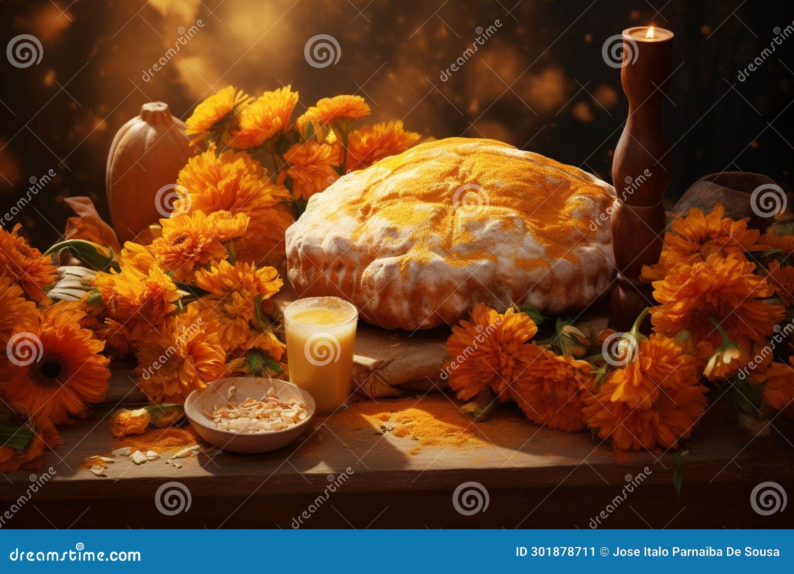 Traditional Day Of The Dead Bread Pan De Muerto Stock Photo ...