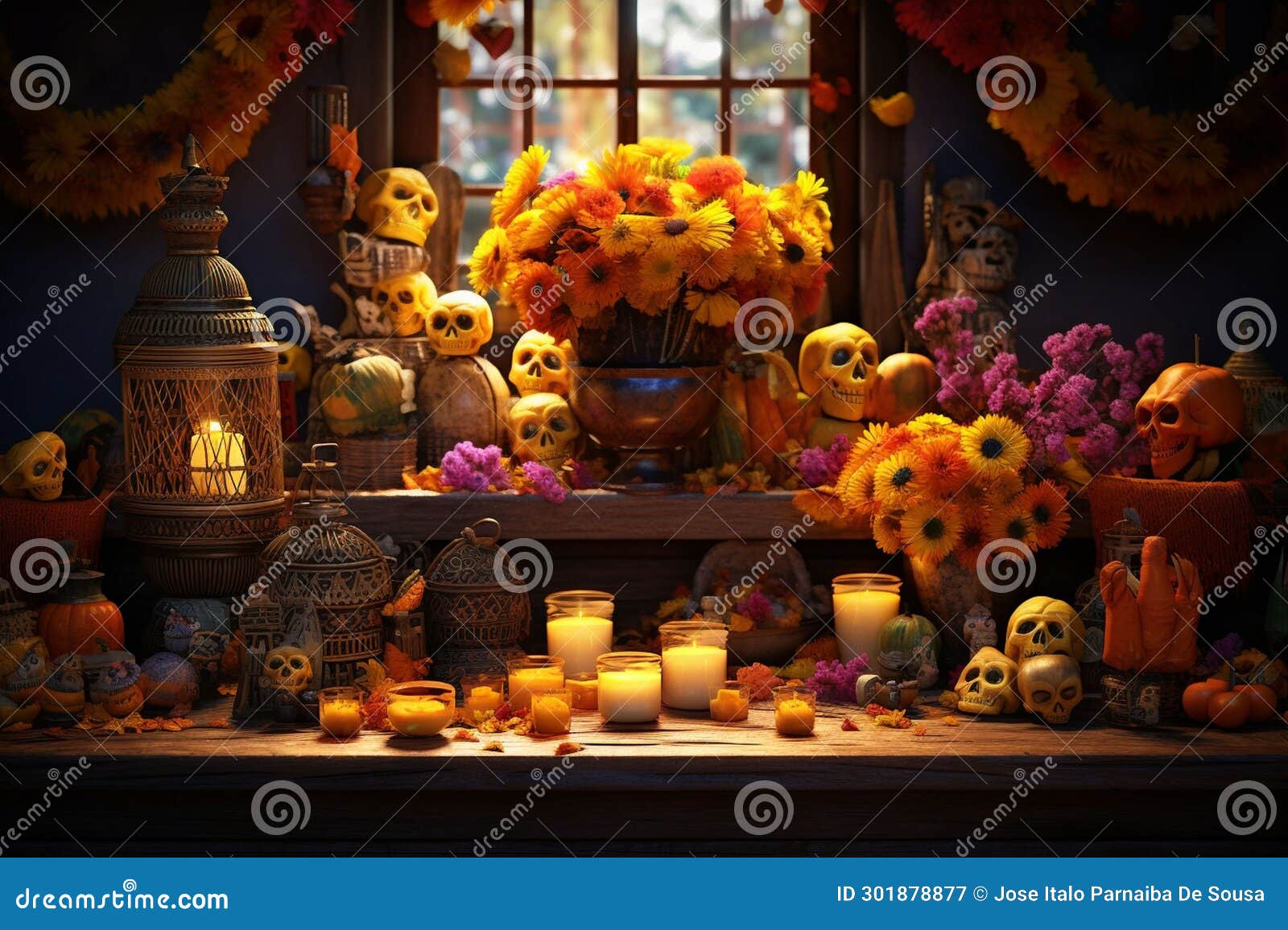 Traditional Day of the Dead Ofrenda Display Stock Image - Image of ...