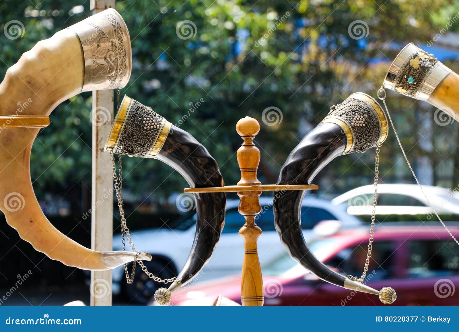 Traditional Decorative Colorful Horn with Metal Stock Image - Image of ...