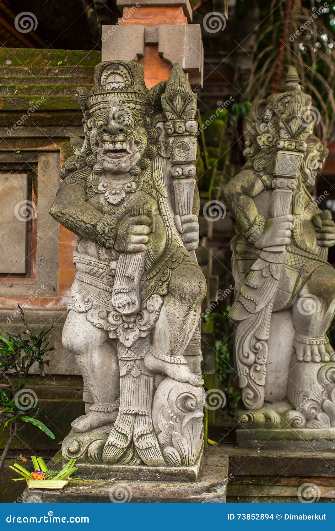 Traditional Demon Guards Statue Carved in Stone in Bali. Architecture ...