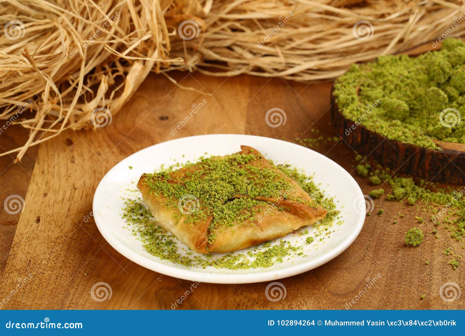 Turkish Dessert Katmer with Pistachio Stock Photo - Image of honey ...