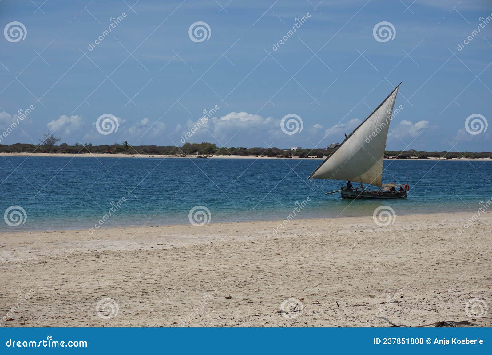 Traditional Dhow Navigating between Lamu Island and Manda Island ...