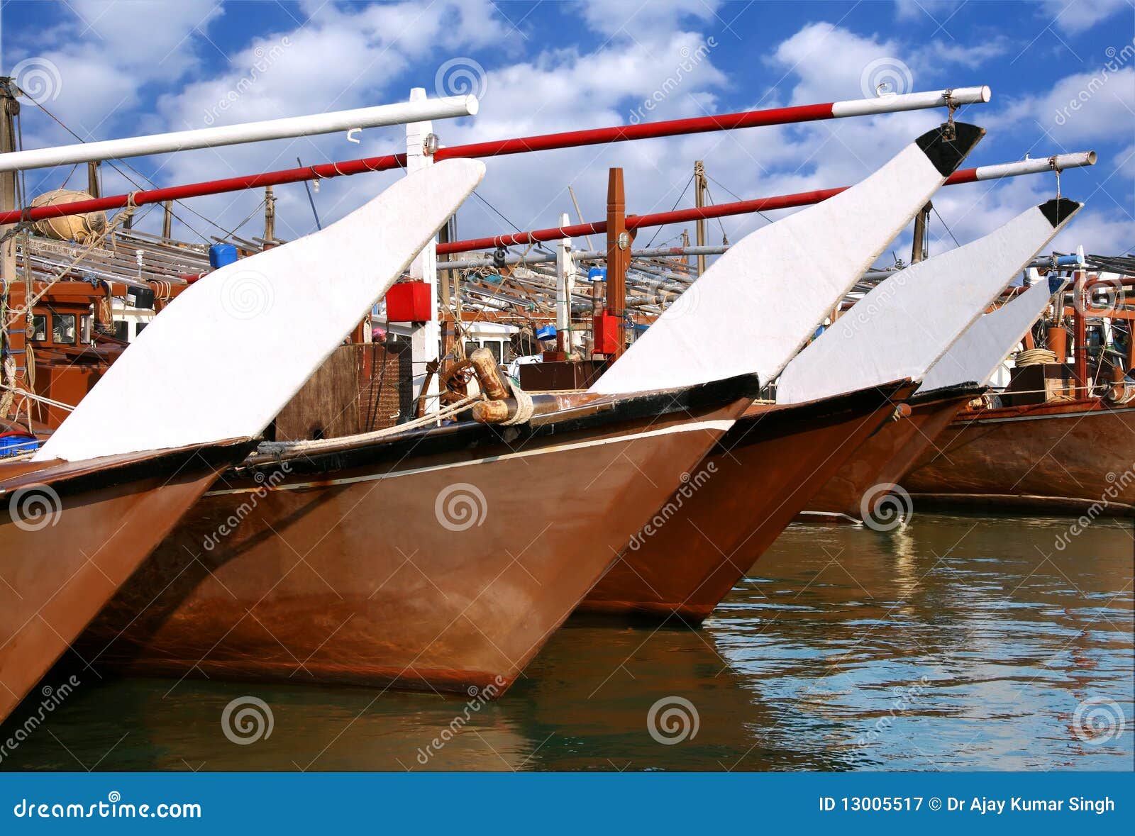 Traditional Dhows in a Harbour at Bahrain Stock Image - Image of ...