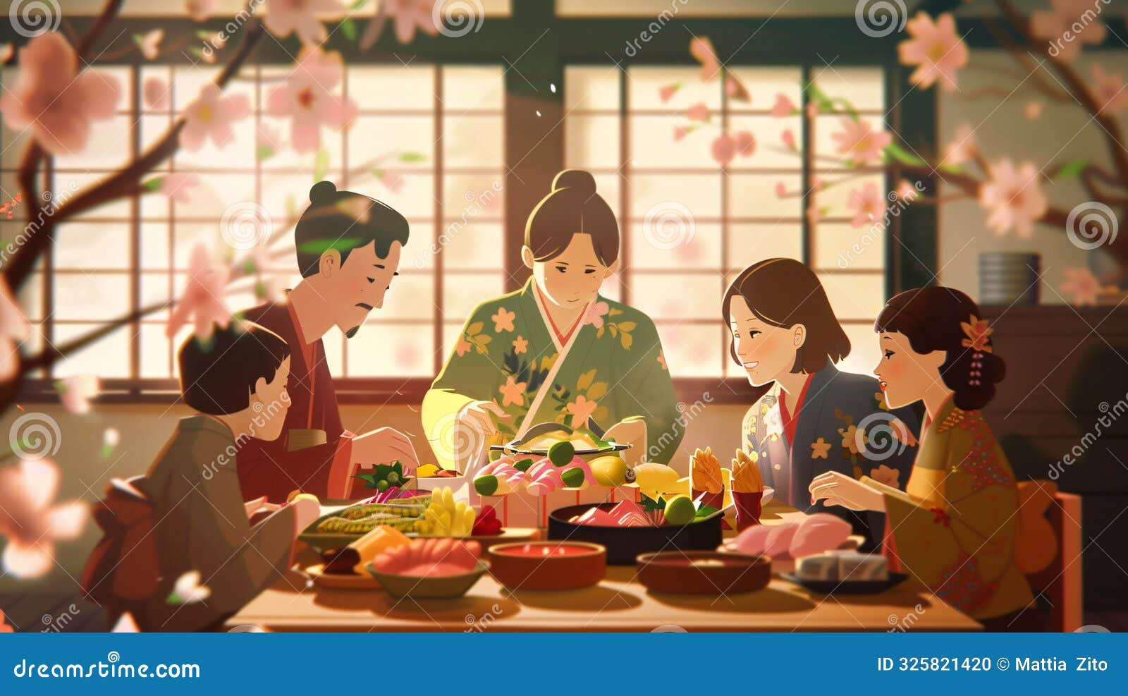 A Traditional Dinner in the Japanese House Stock Photo - Image of ...