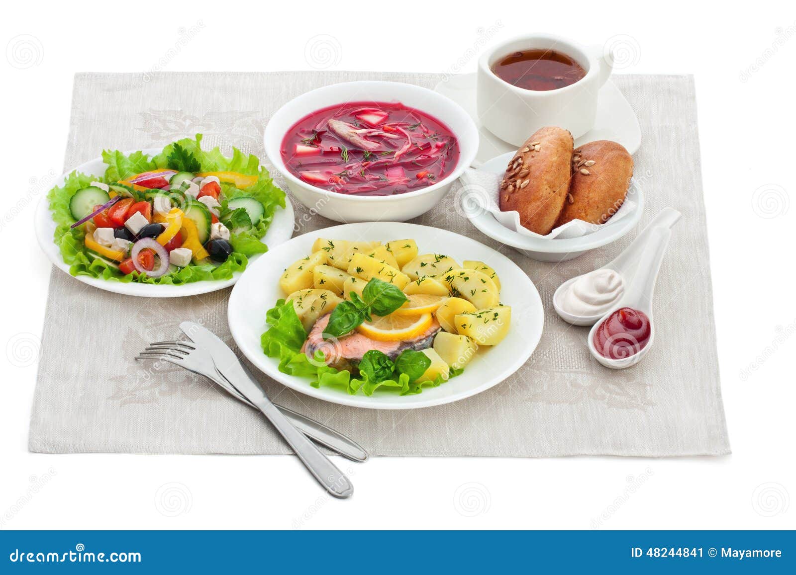 Traditional dinner meals stock image. Image of borscht - 48244841