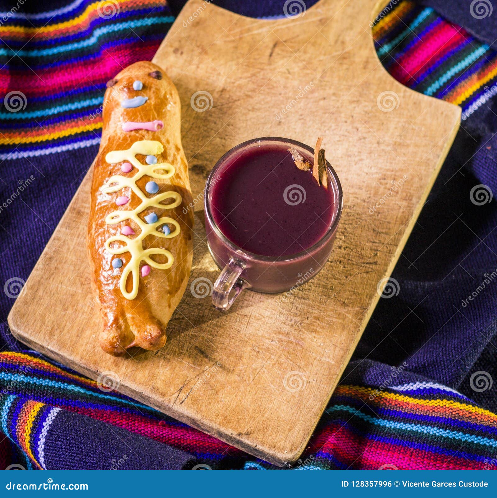 Traditional Dish and Drink Ecuador, Called: Colada Morada and Bread ...