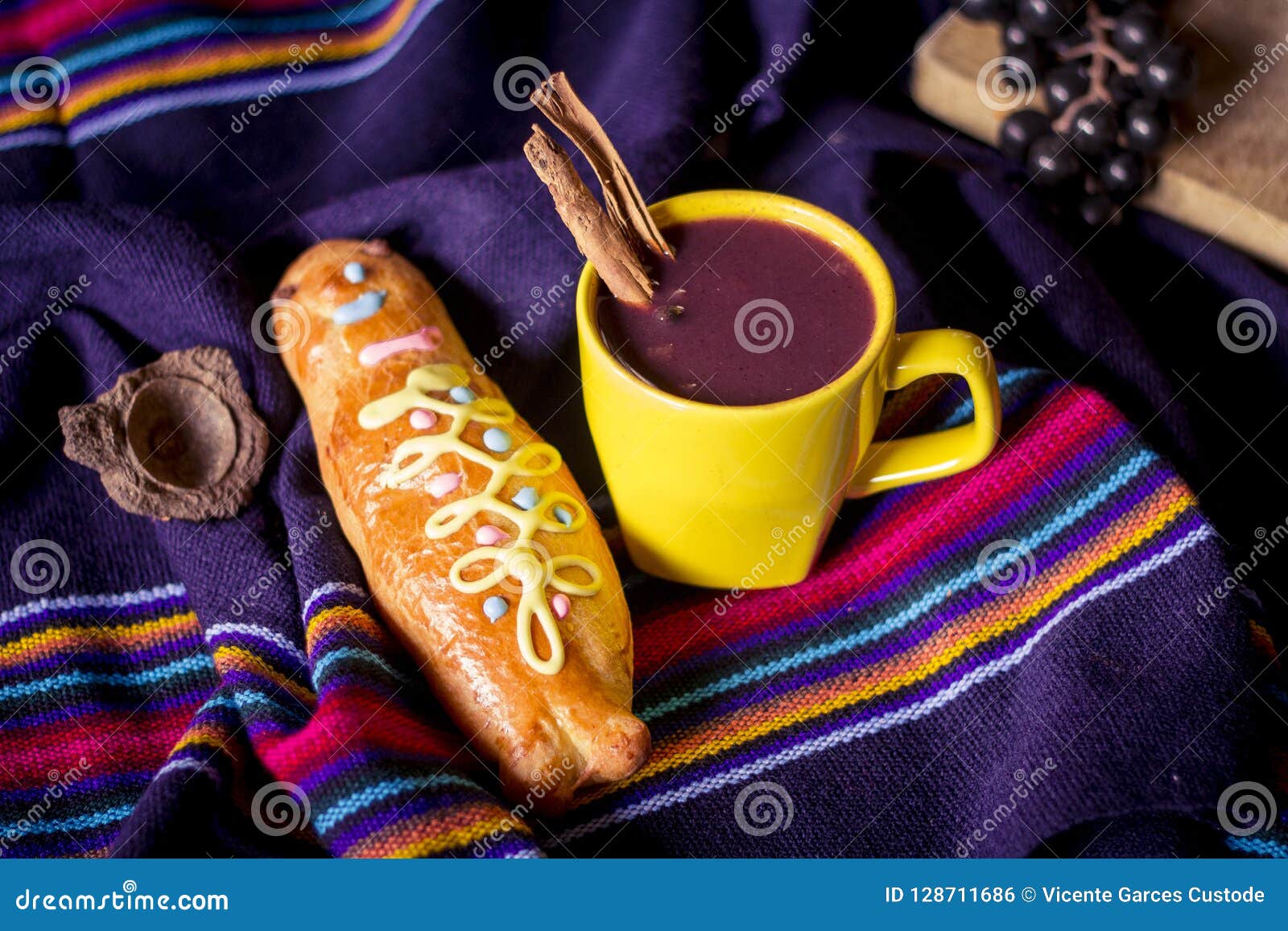 Traditional Dish and Drink Ecuador, Called: Colada Morada and Bread ...