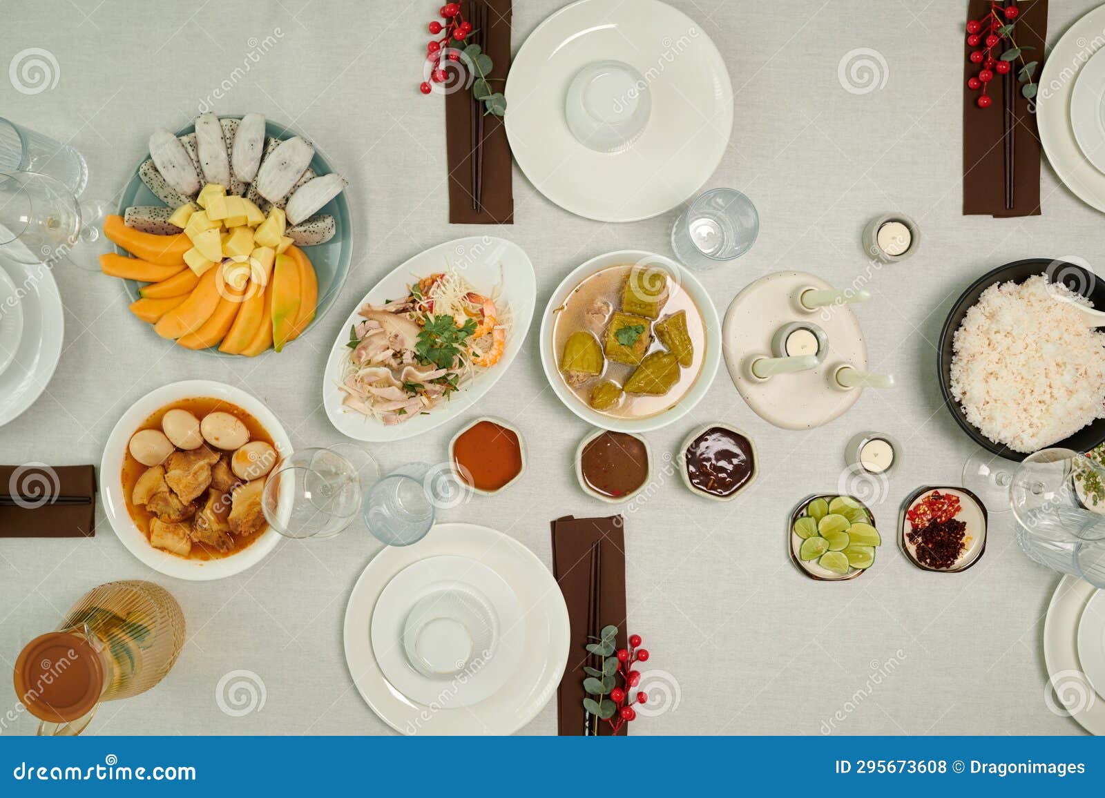 Traditional Dishes on Dinner Table Stock Photo - Image of cuisine, home ...