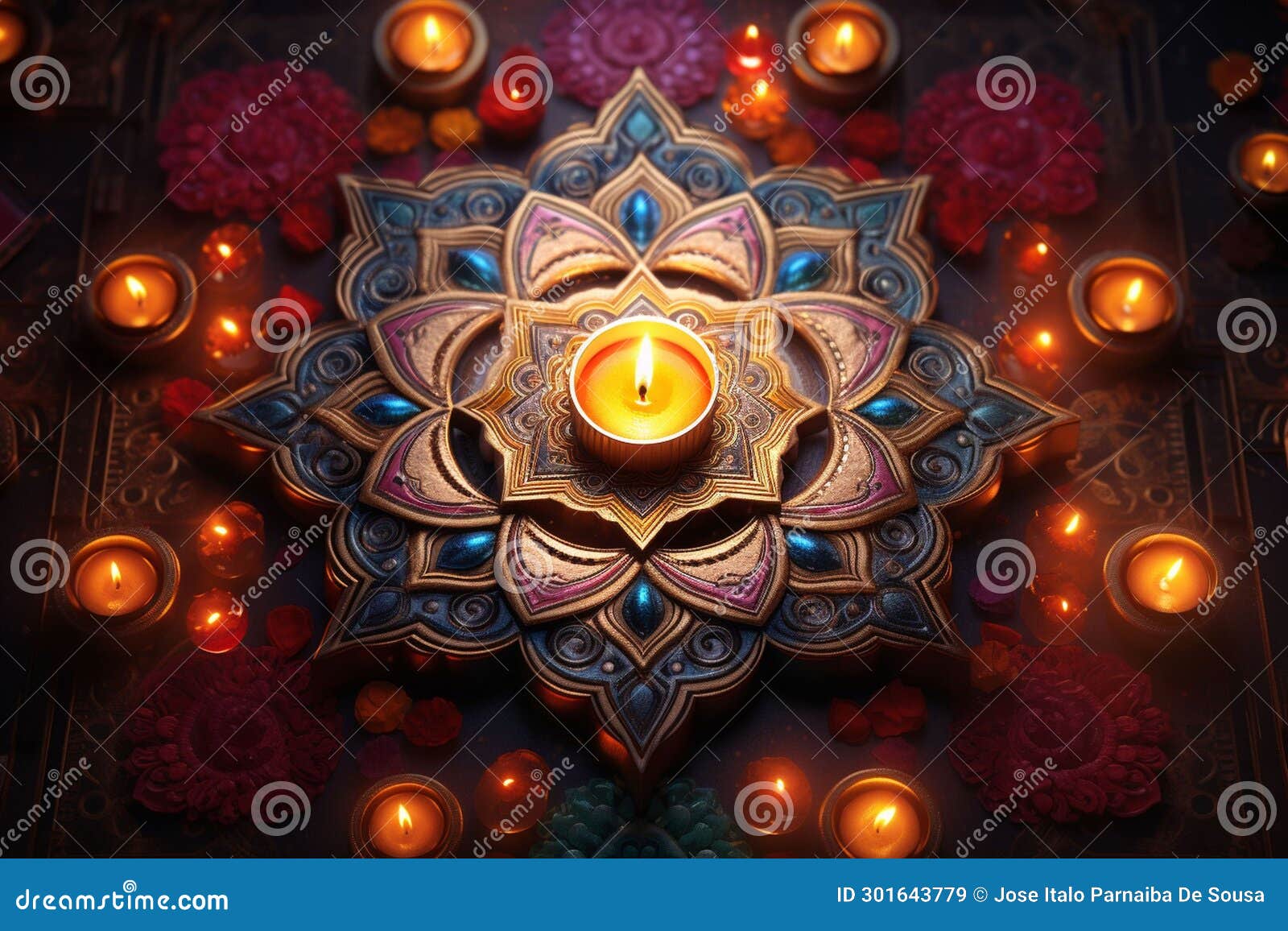 Traditional Diwali Poster Featuring Rangoli Stock Illustration ...