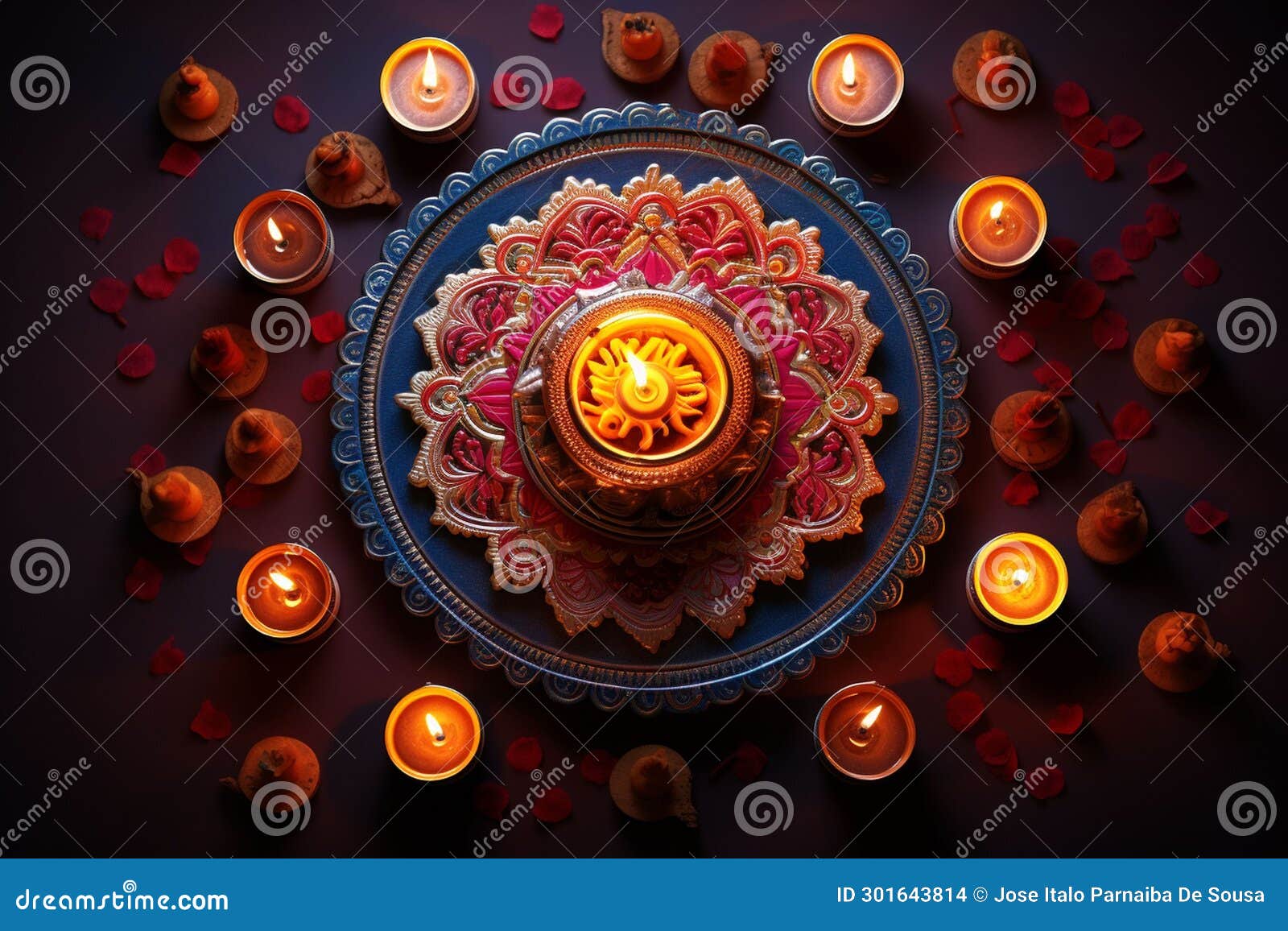 Traditional Diwali Poster with Rangoli Patterns Stock Illustration ...