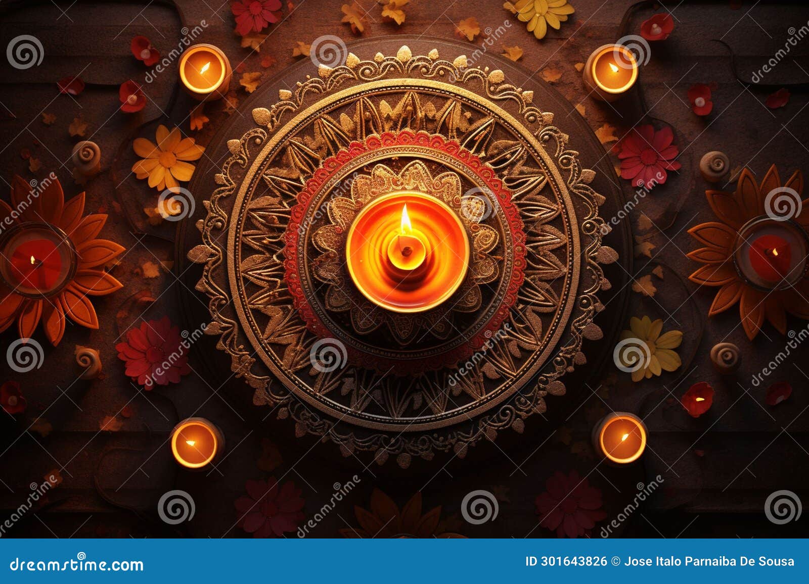 Traditional Diwali Poster with Rangoli Patterns Stock Illustration ...