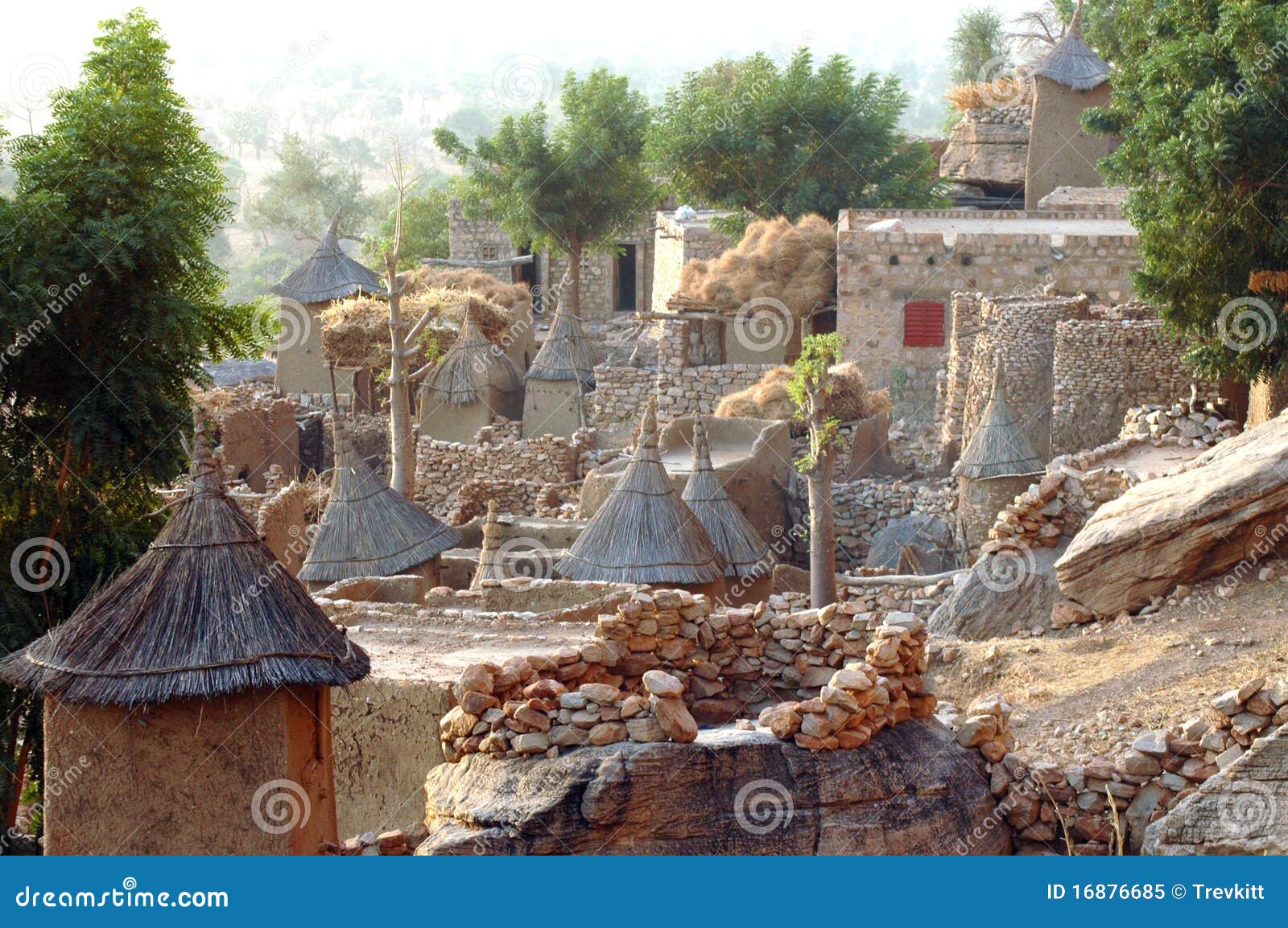 Traditional Dogon Houses and Granaries Stock Image - Image of house ...