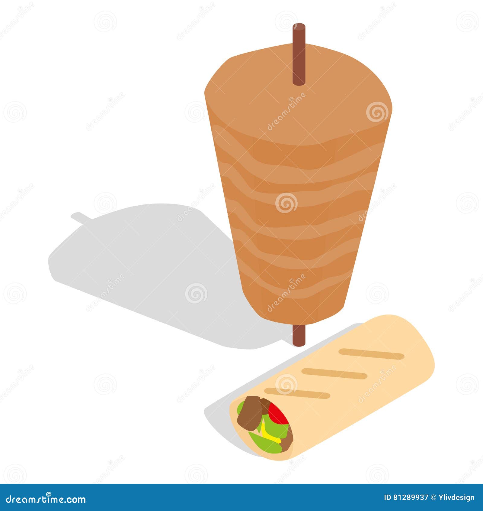 Traditional Doner Kebab Icon, Isometric 3d Style Stock Vector ...